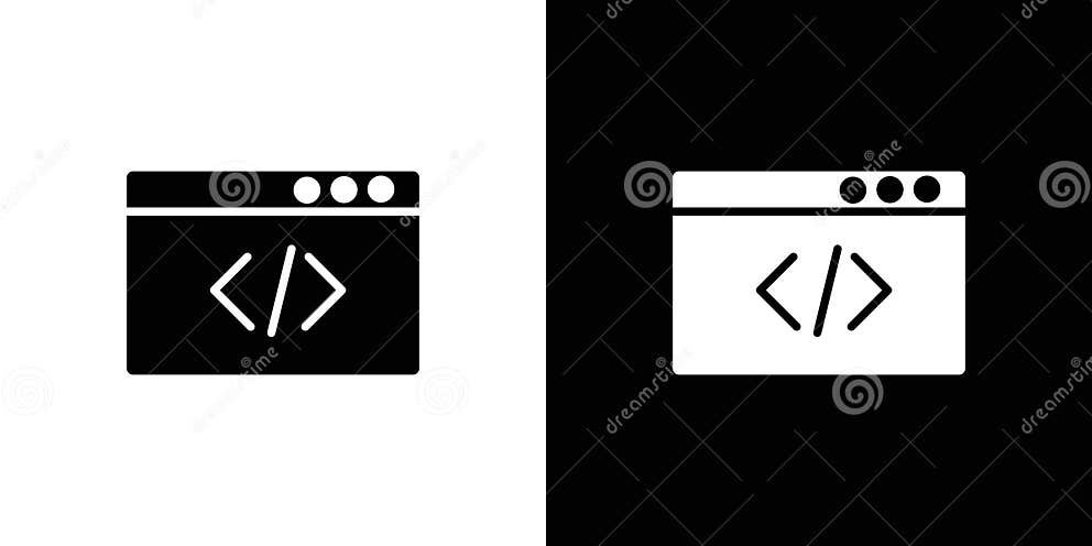 Coding Program Icon Flat Art Illustration in Outline Stock Vector ...