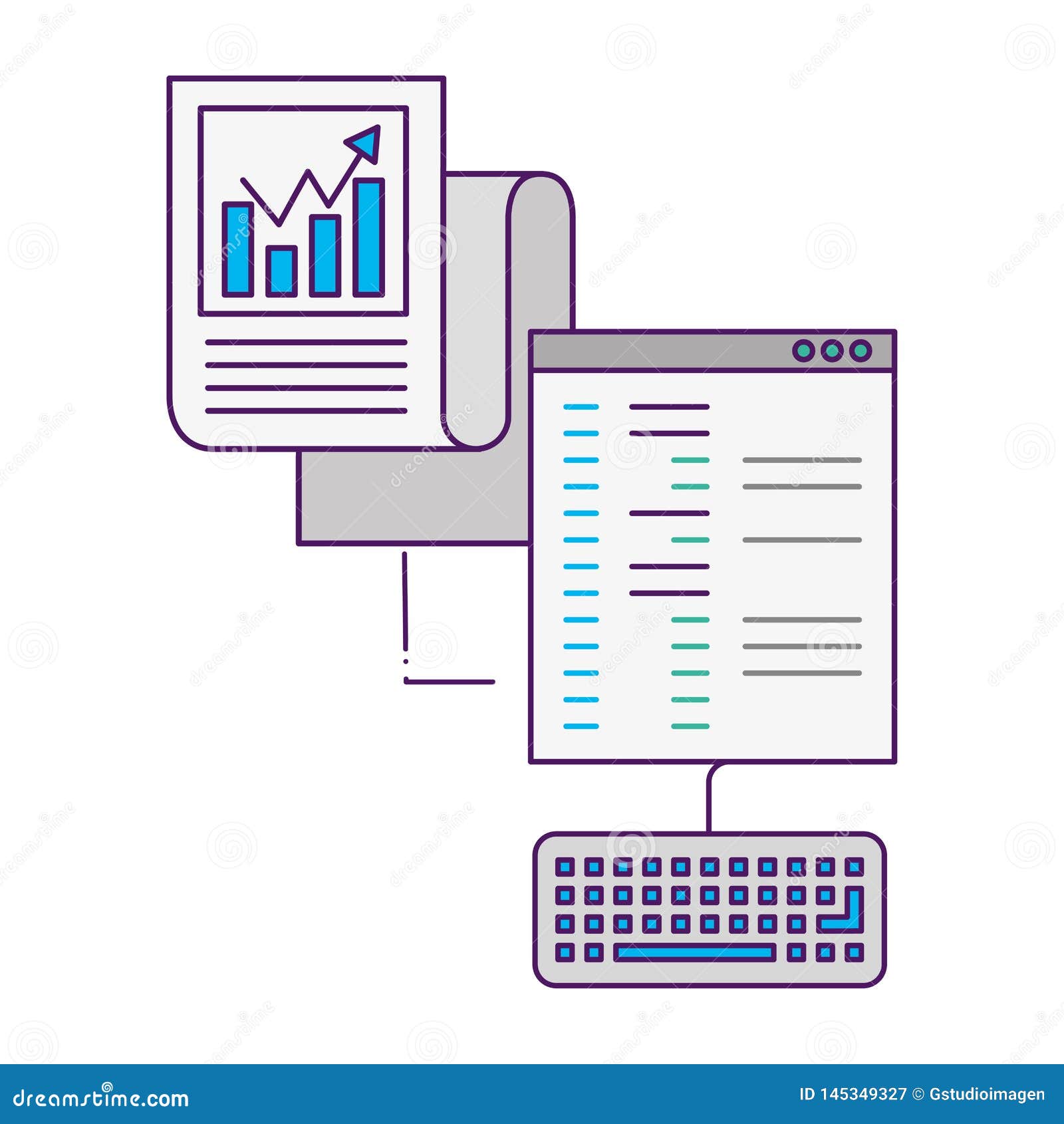Coding Program Keyboard Report Document Stock Vector - Illustration of ...