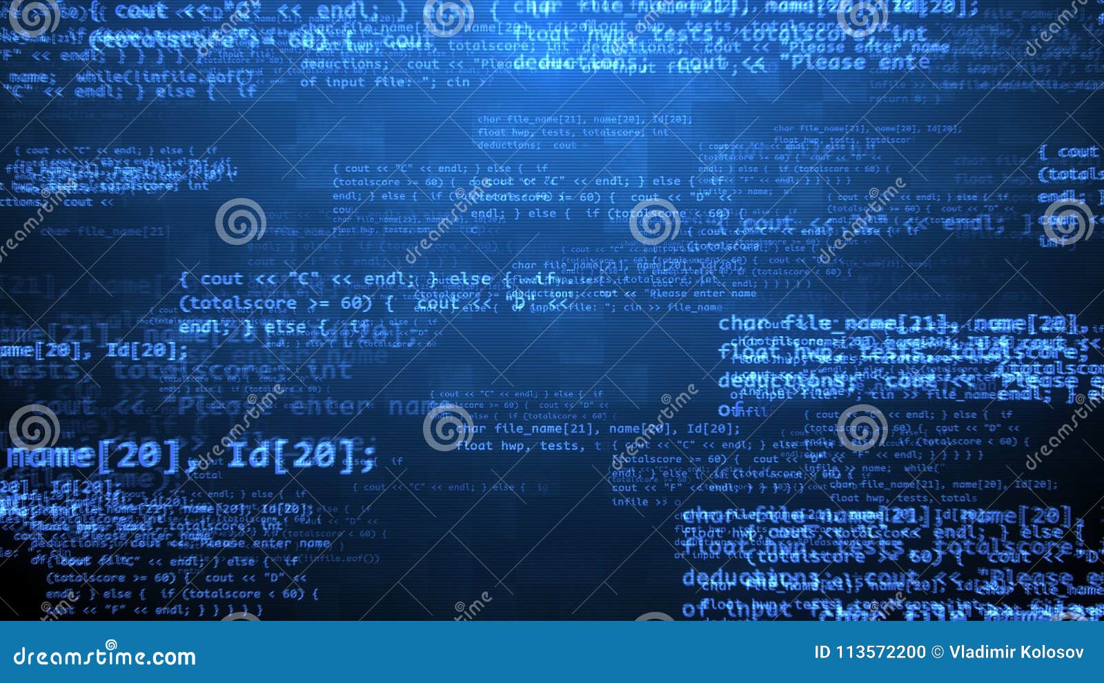 Coding Program with Shimmering Texts Stock Illustration - Illustration ...