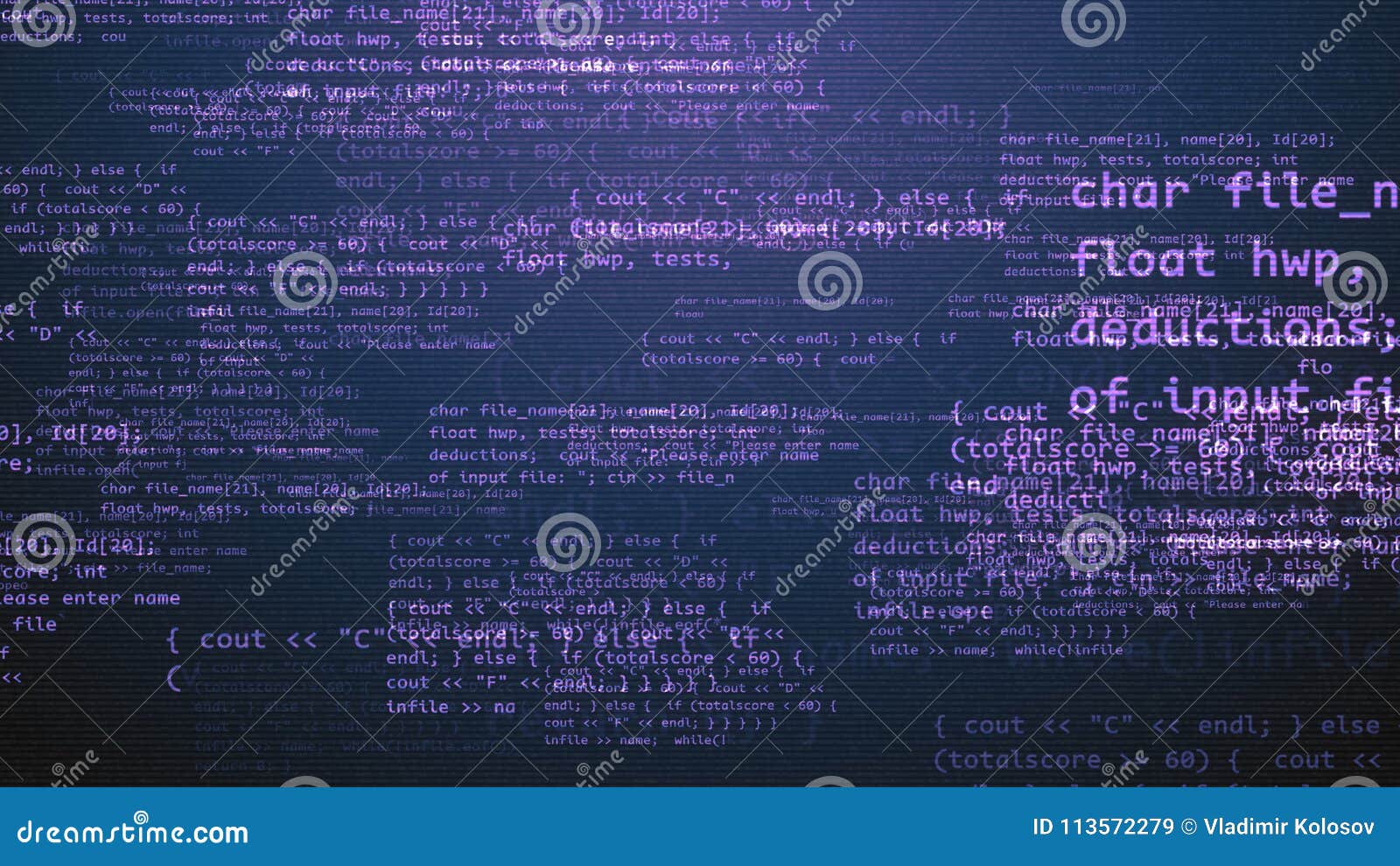 Coding Program with Violet Messages Stock Illustration - Illustration ...
