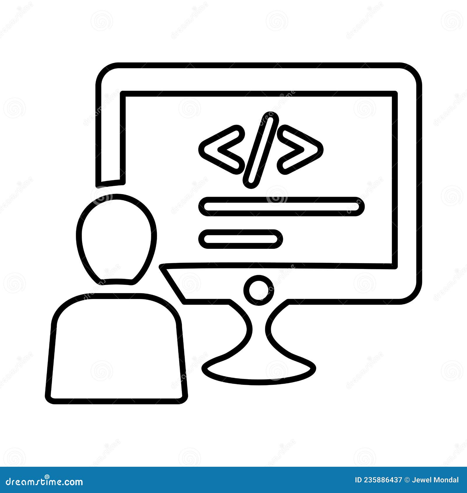 Coding, Programmer, Programming Line Icon. Outline Vector. Stock ...