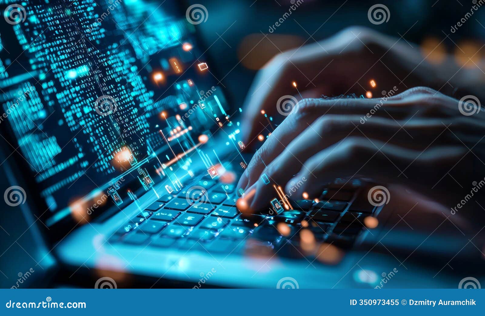 A Coding Programmer Working On A Laptop Circuit Board And Virtual Javascript Screen Software