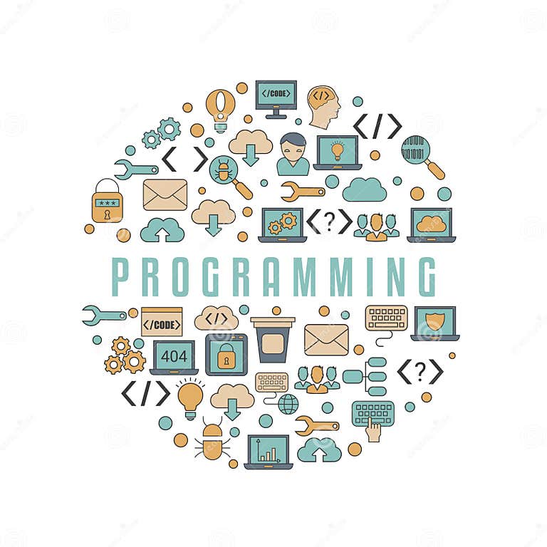 Coding and Programming Concept Stock Vector - Illustration of development, laptop: 106939187