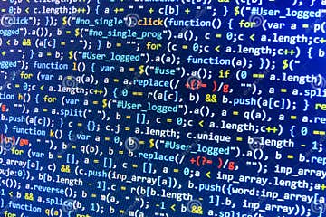 Coding Programming Source Code Screen. Colorful Abstract Data Display. Software Developer Web ...