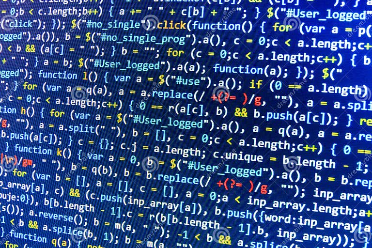 Coding Programming Source Code Screen. Colorful Abstract Data Display ...