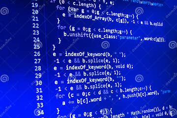 Coding Programming Source Code Screen. Colorful Abstract Data Display. Software Developer Web ...