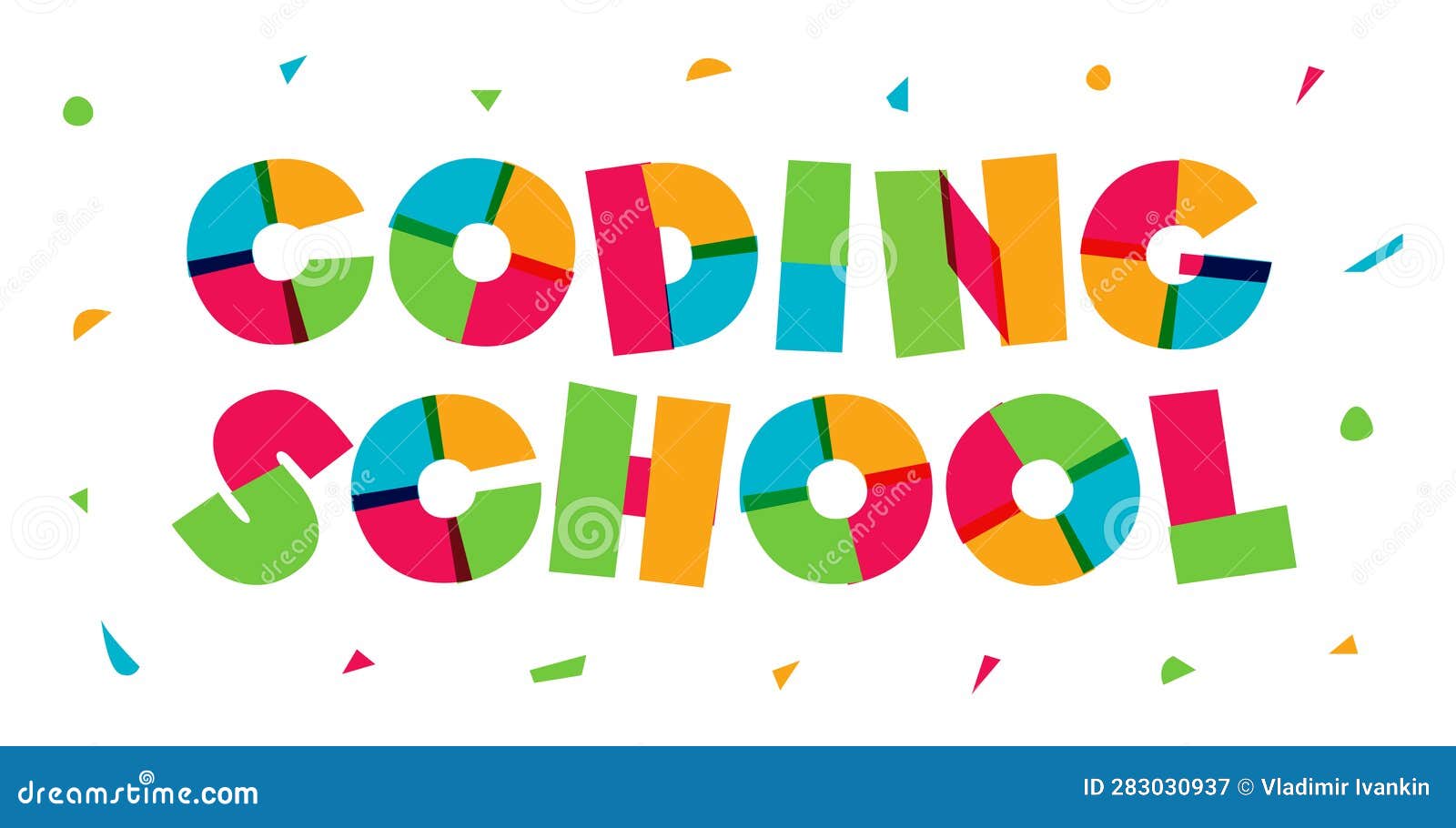 Coding School Banner Colorful Modern Typography Stock Vector ...