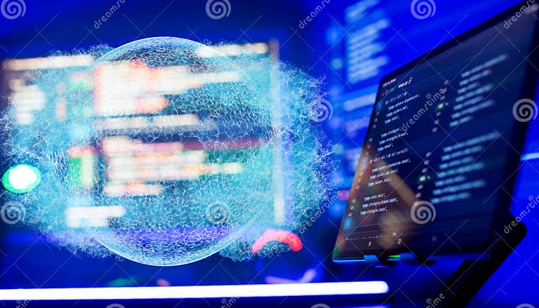 Coding Script Text on Screen. Abstract Computer Script about Big Data ...