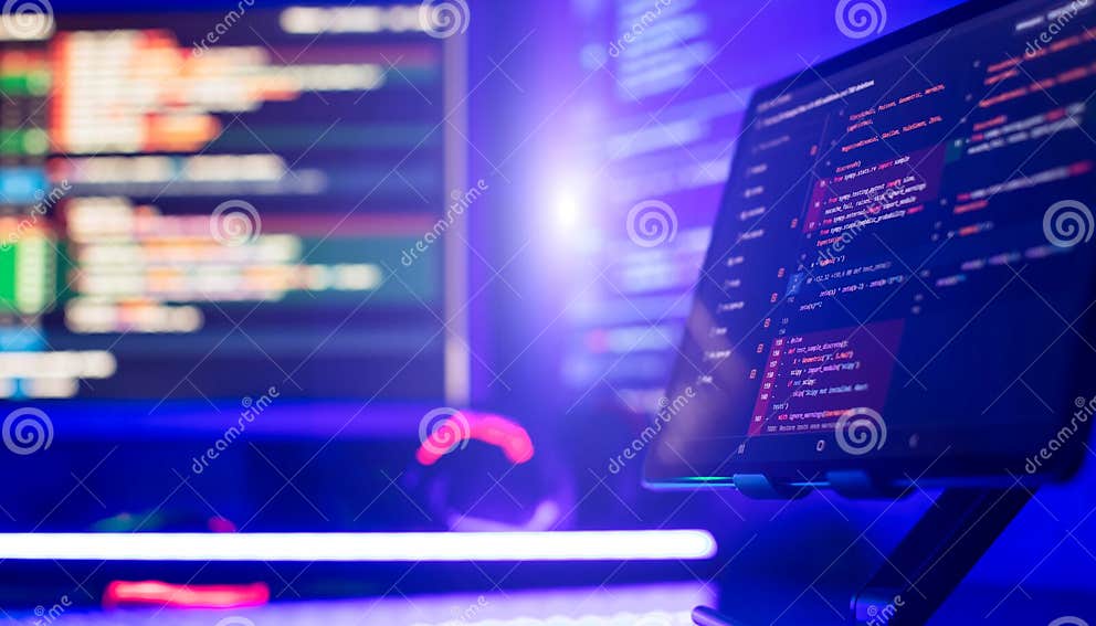 Coding Script Text on Screen. Abstract Computer Script about Big Data ...