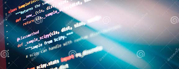 Coding Script Text on Screen. Notebook Closeup Photo. Running Computer ...