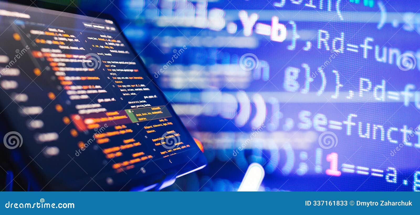 Coding Script Text On Screen Technology Industry Concept Development Of Programming And Coding