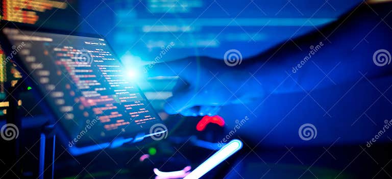 Coding Script Text On Screen Technology Industry Concept Development Of Programming And Coding 