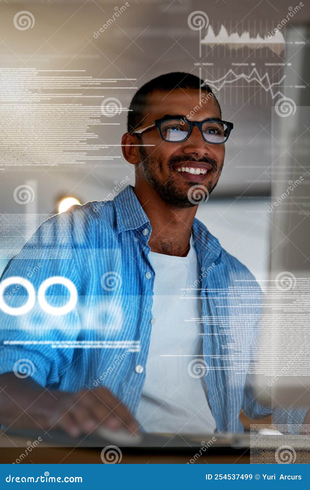 Coding is Second Nature To Him. a Happy Computer Programmer Working on ...
