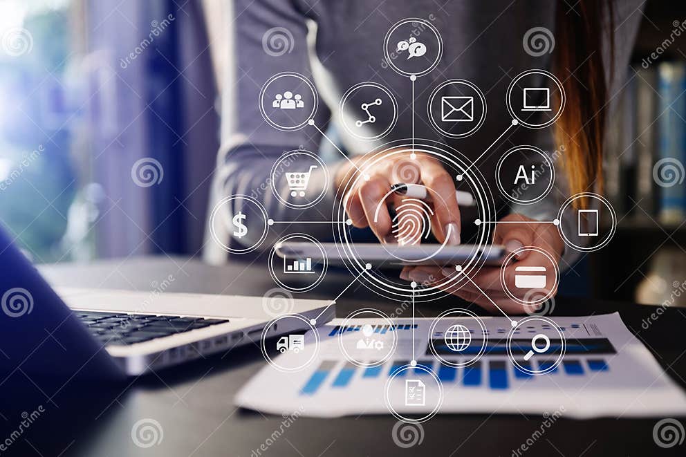 Coding Software Developer Work with Augmented Reality Dashboard Computer Icons with Responsive ...
