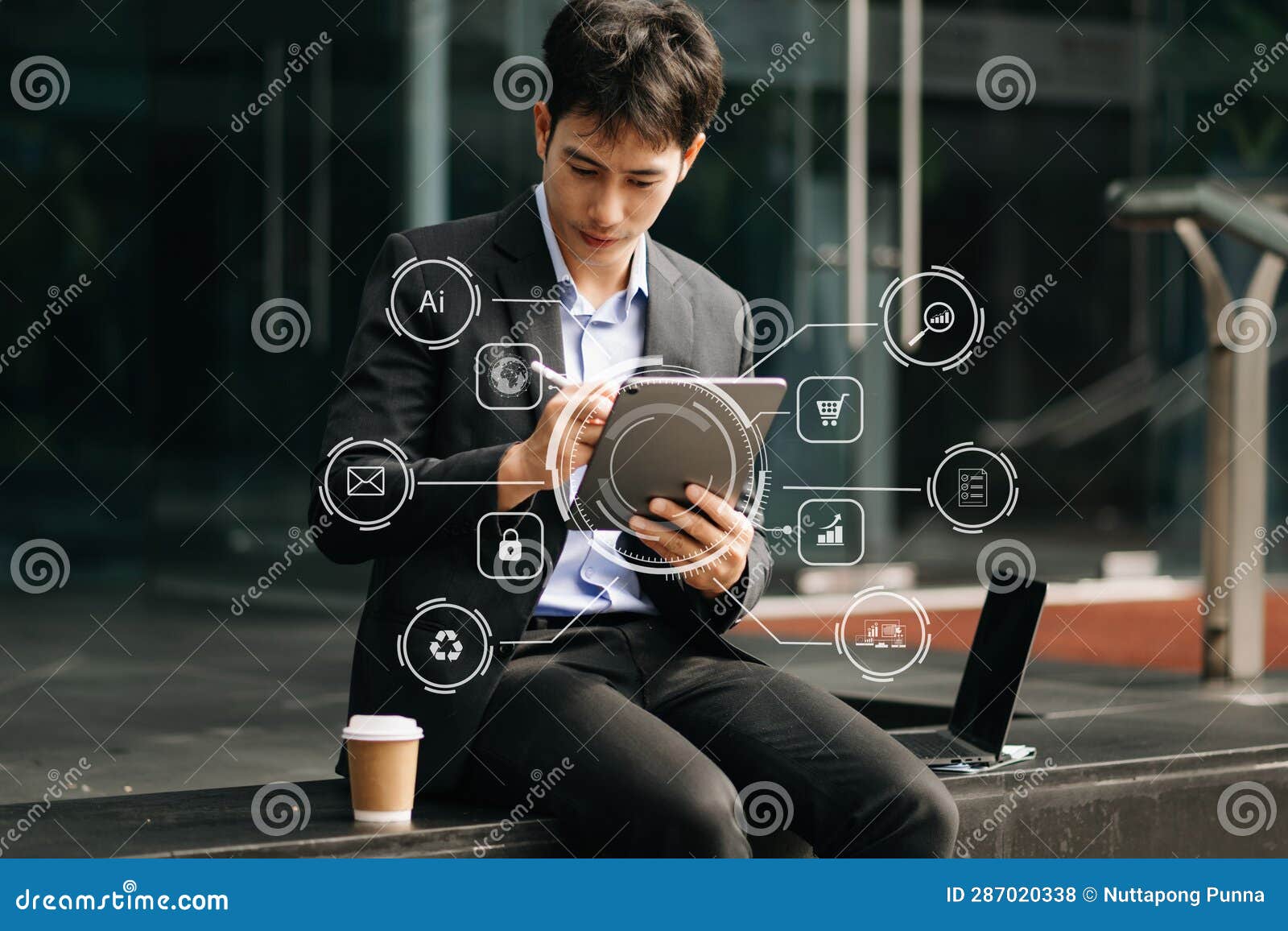 Coding Software Developer Work with Augmented Reality Dashboard Computer Icons with Responsive ...