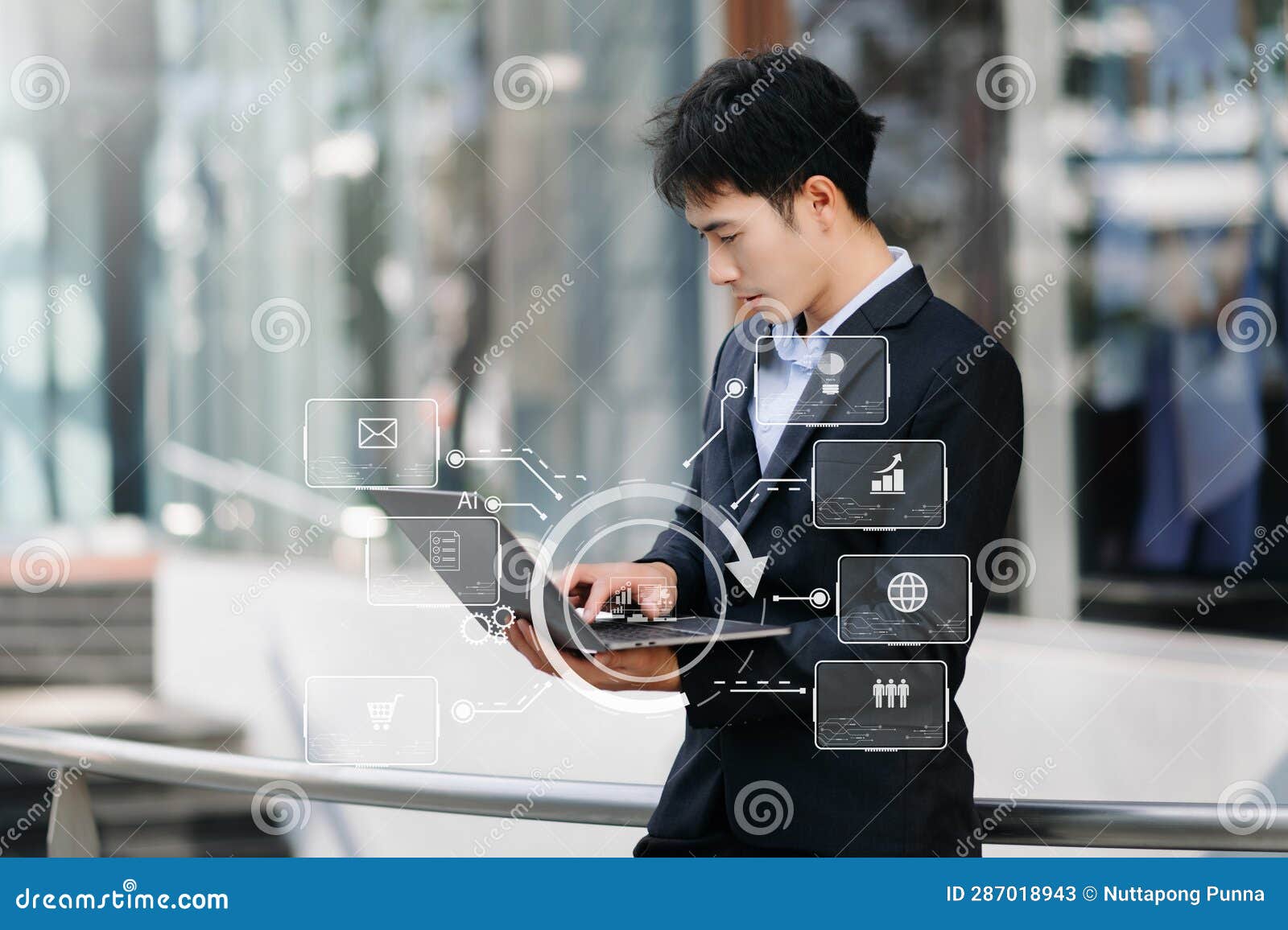 Coding Software Developer Work with Augmented Reality Dashboard Computer Icons with Responsive ...