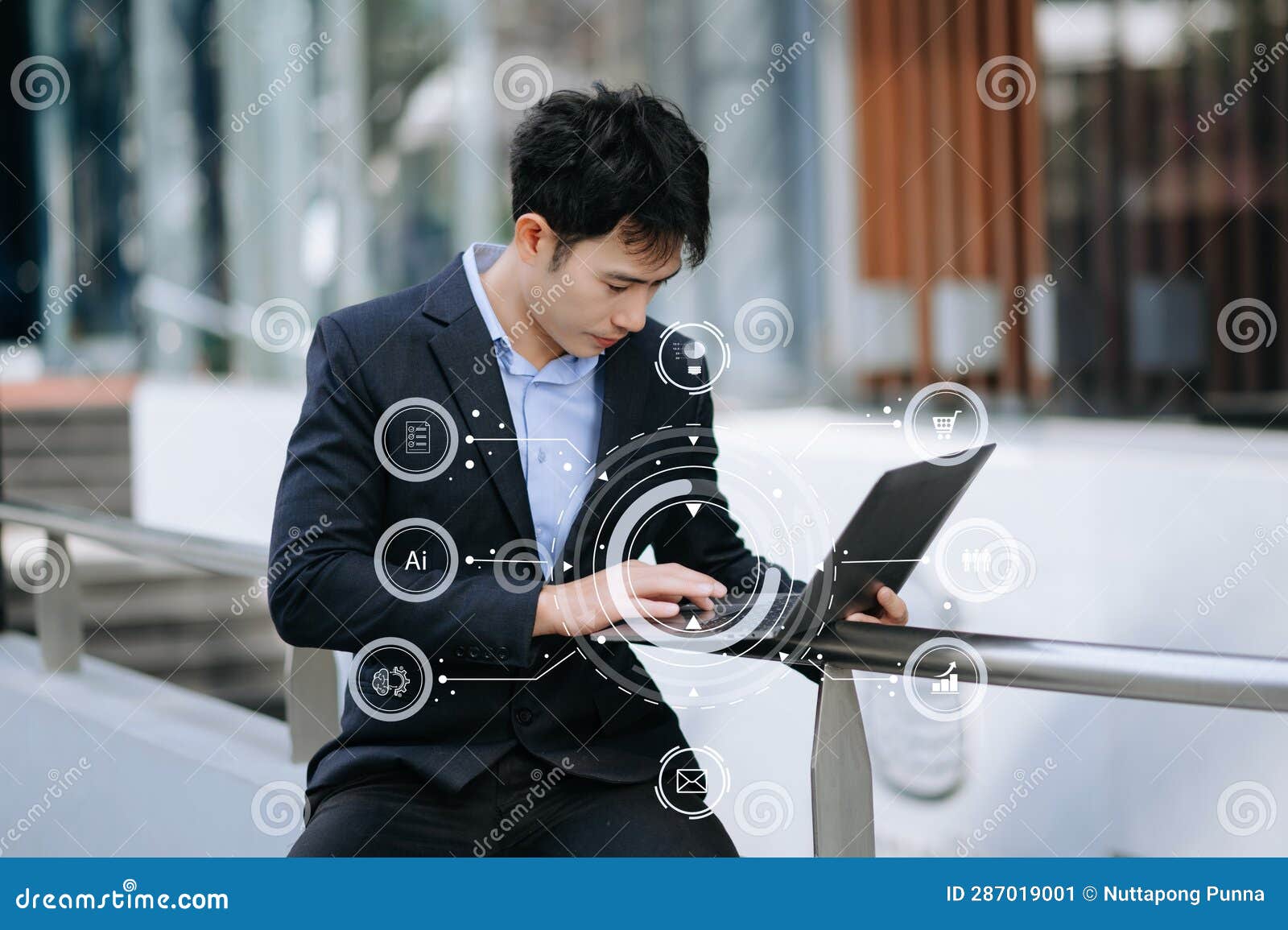 Coding Software Developer Work with Augmented Reality Dashboard Computer Icons with Responsive ...