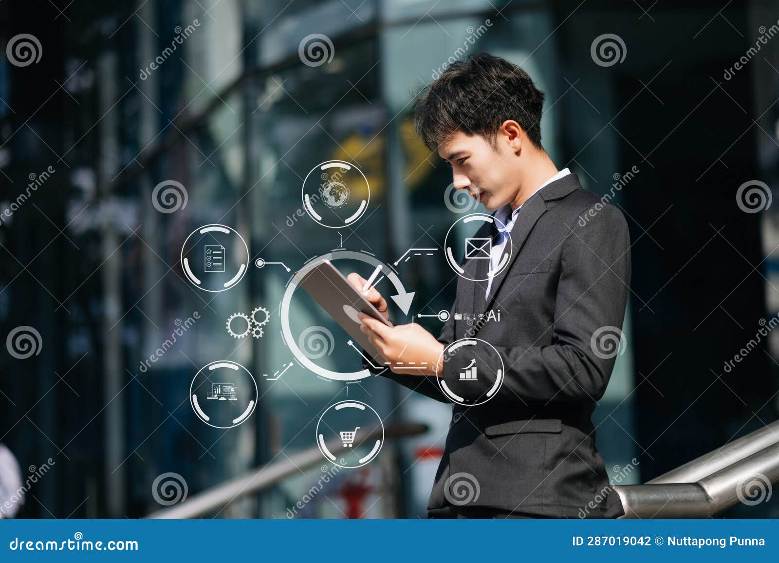 Coding Software Developer Work with Augmented Reality Dashboard Computer Icons with Responsive ...