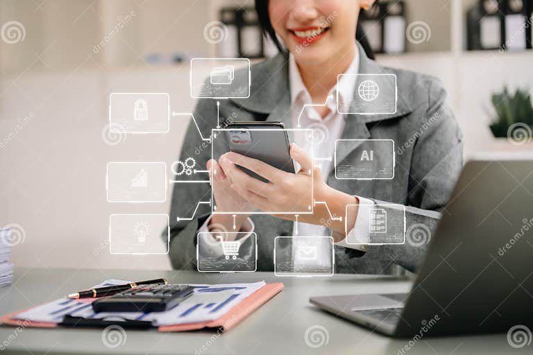 Coding Software Developer Work with Augmented Reality Dashboard Computer Icons with Responsive ...