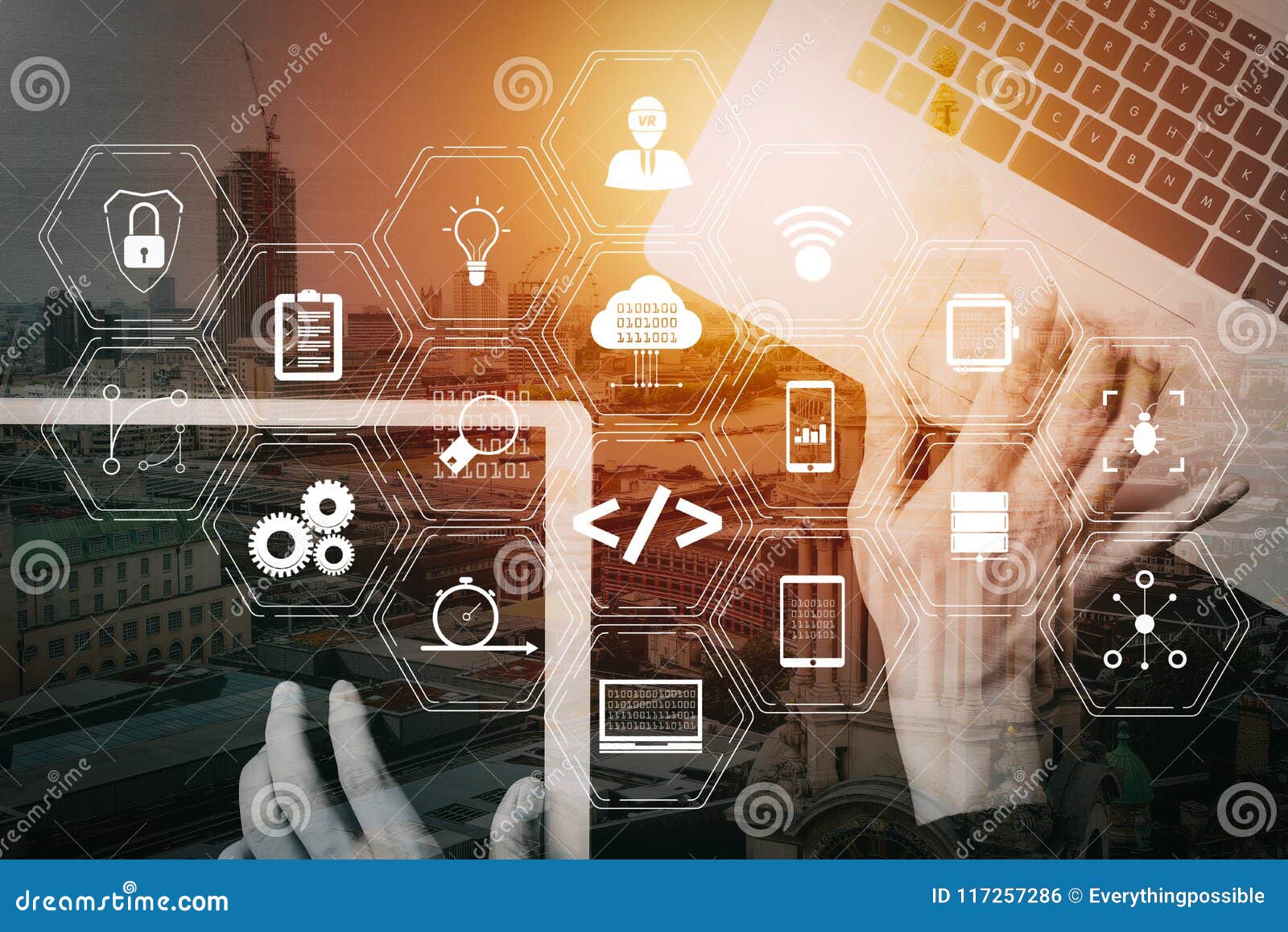 Cyber Security Internet and Networking Concept.Businessman Hand Stock ...