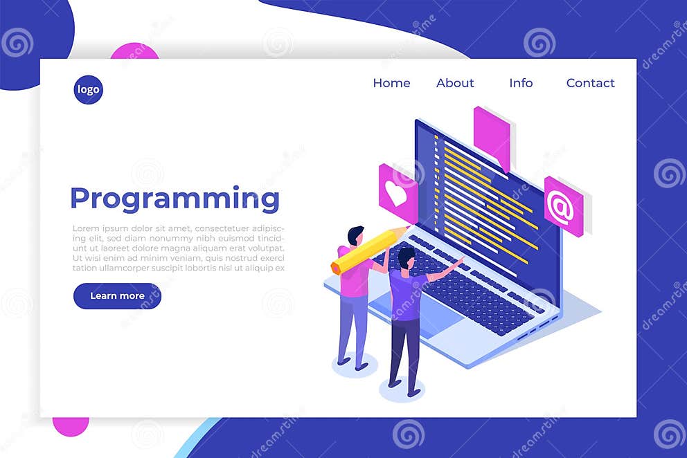 Coding Software Development Programming Isometric Concept Program Code On Screen Big Data