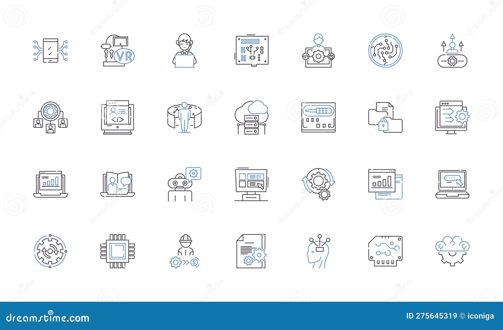 Coding Software Line Icons Collection Compiler Syntax Debugger Ide Algorithm Binary