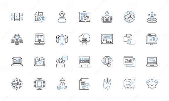 Coding Software Line Icons Collection. Compiler, Syntax, Debugger, IDE ...