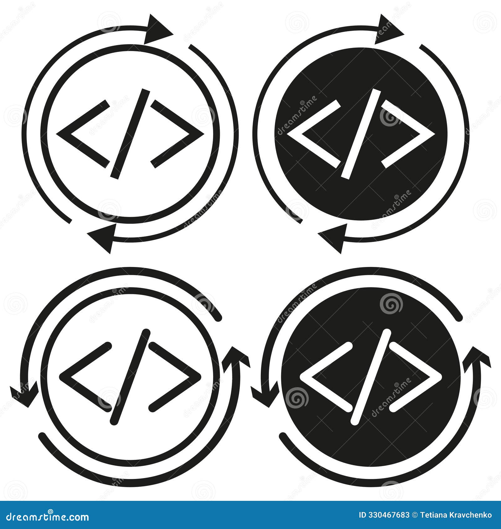 Coding Symbol Icon Programming Arrows Vector Coding Concept Circular Design Element Stock