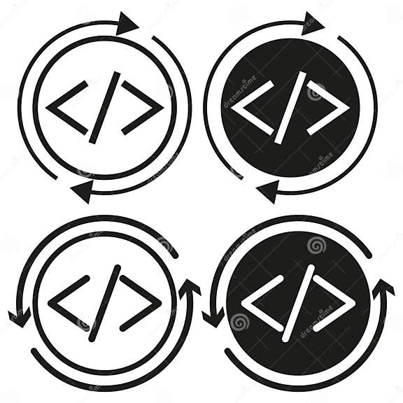 Coding Symbol Icon. Programming Arrows. Vector Coding Concept. Circular ...