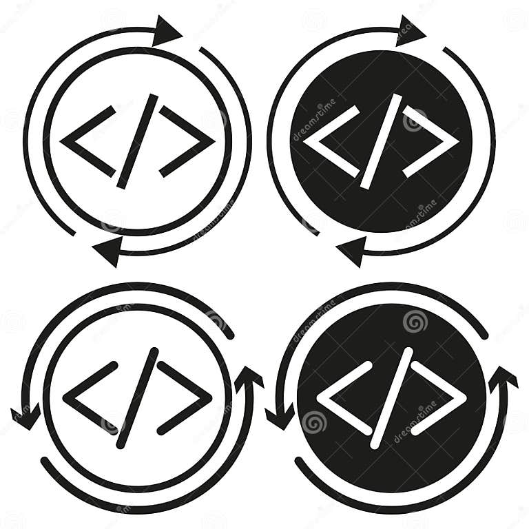 Coding Symbol Icon. Programming Arrows. Vector Coding Concept. Circular Design Element Stock ...