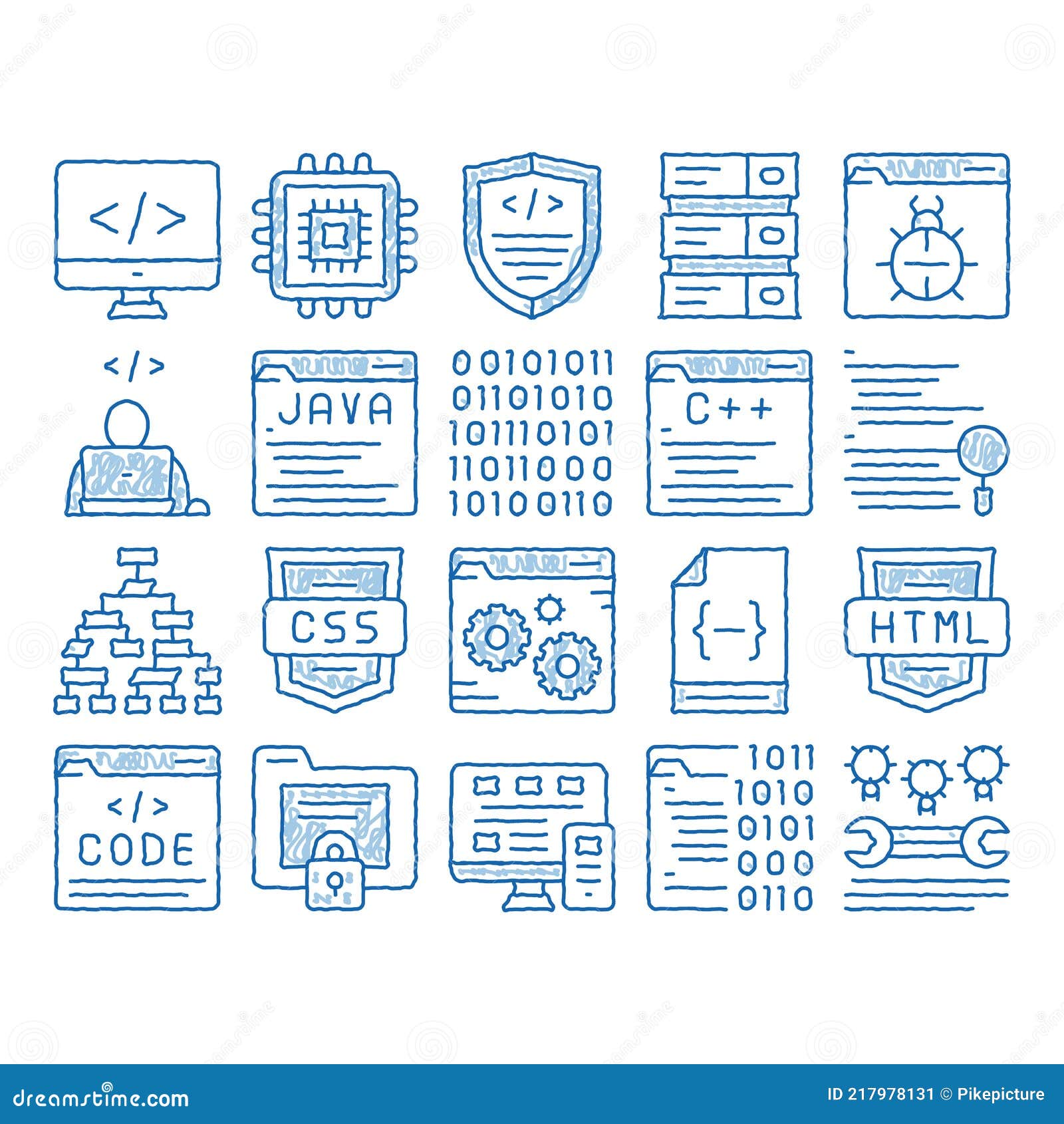 Coding System Vector Icon Hand Drawn Illustration Stock Vector ...