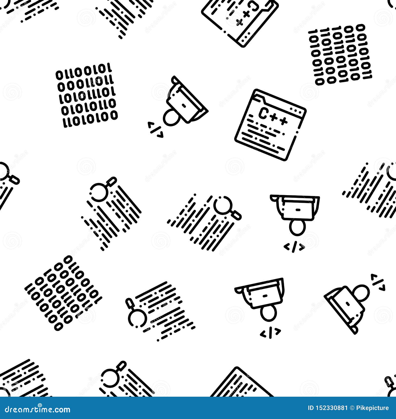 Coding System Vector Seamless Pattern Stock Vector - Illustration of black, outline: 152330881