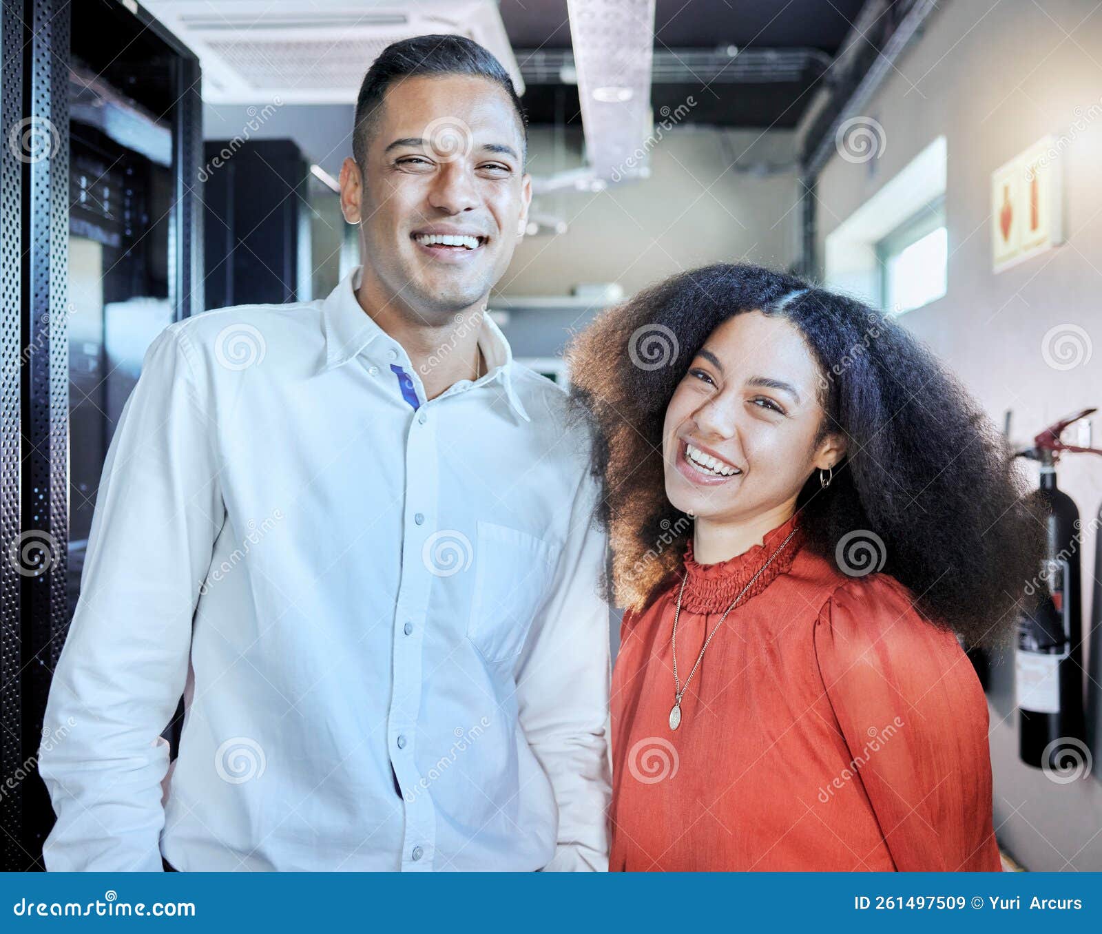 Coding Team, Computer Networking Server and Tech Support Workers Smile ...