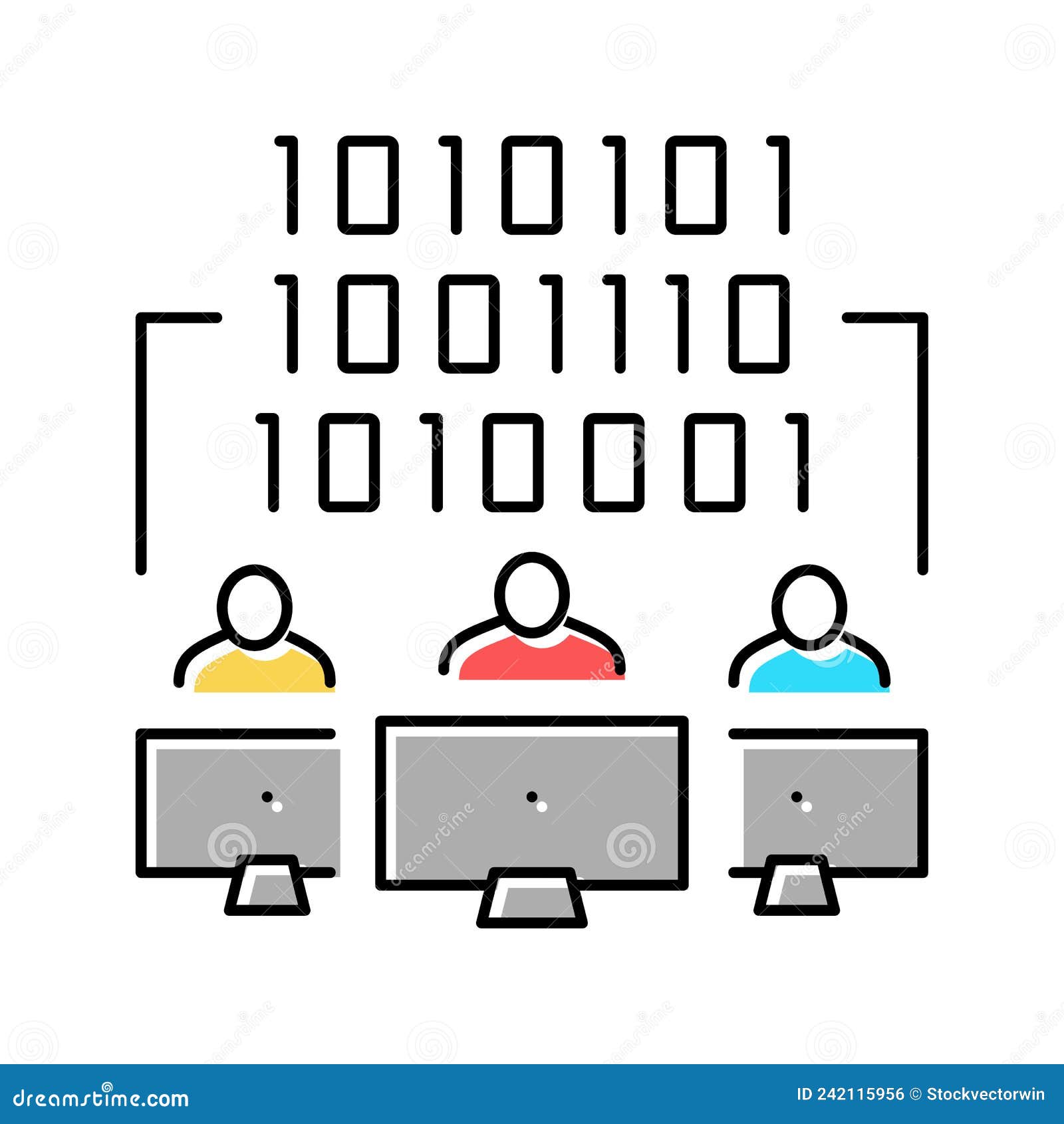 Coding Teamwork Color Icon Vector Illustration Stock Vector ...