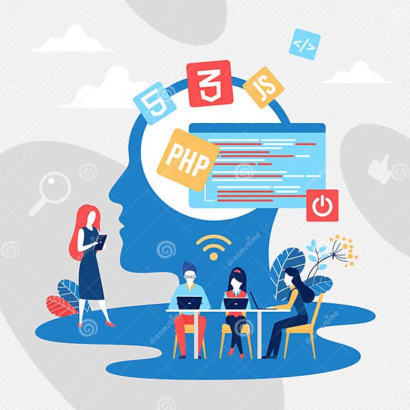 Coding Teamwork Concept Create Code Of Programming Language Stock 2379