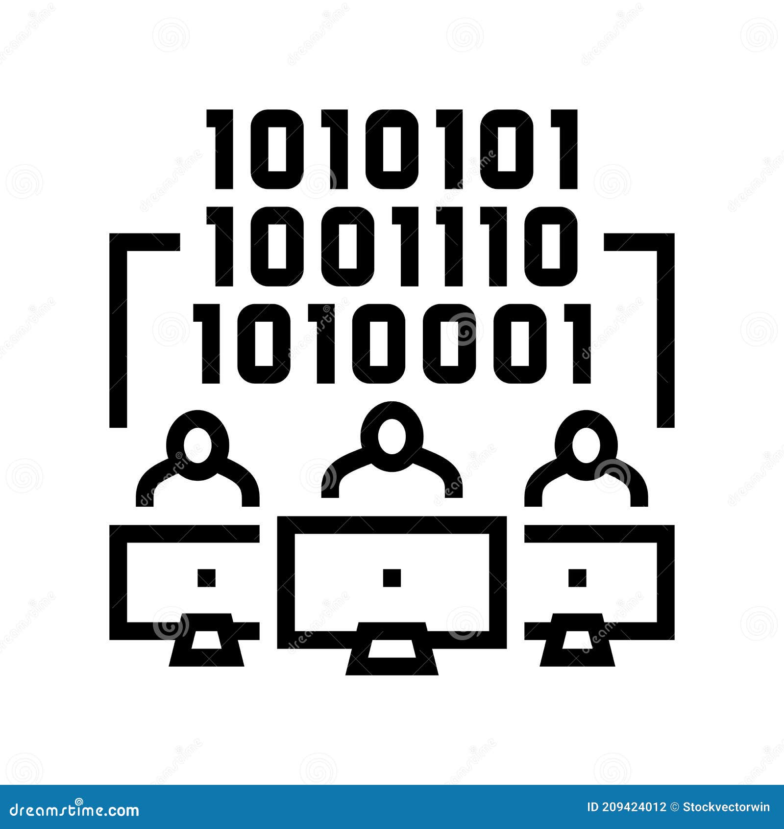 Coding Teamwork Line Icon Vector Illustration Stock Vector ...