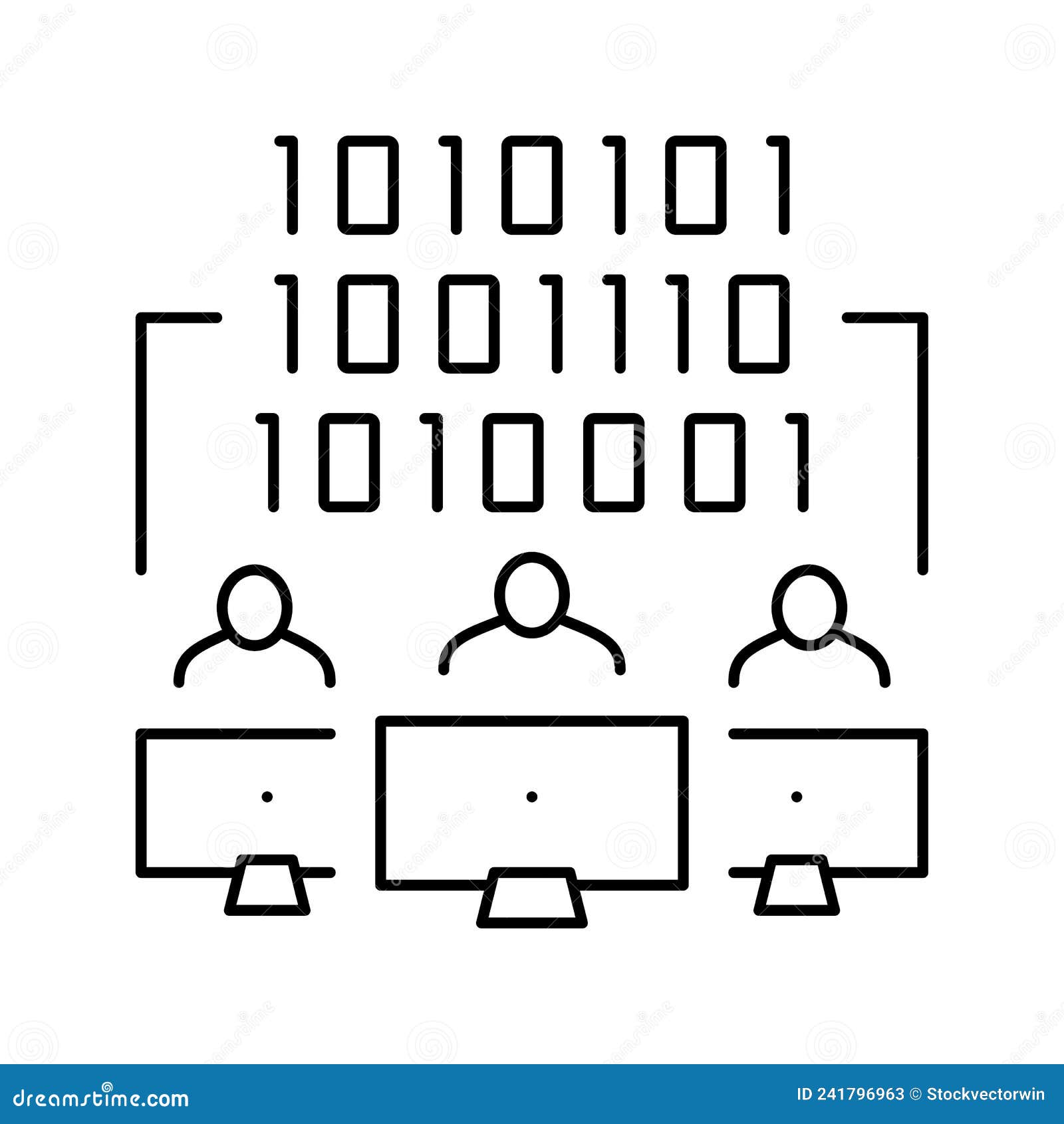 Coding Teamwork Concept Create Code Of Programming Language Cartoon Vector