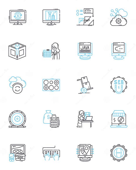 Coding Techniques Linear Icons Set Algorithms Syntax Debugging Optimization Pseudocode