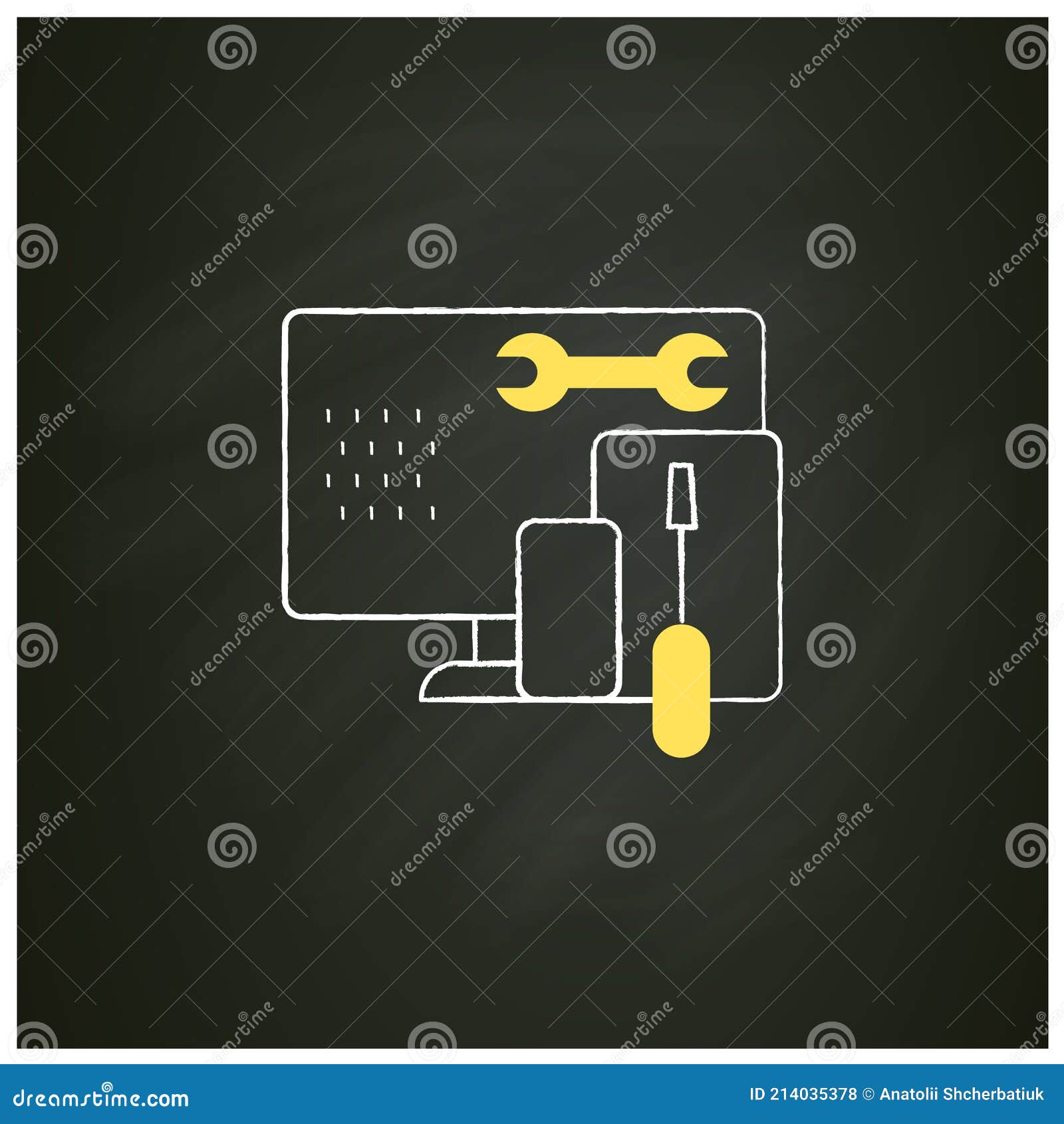 Coding toolkit chalk icon stock vector. Illustration of equipment ...