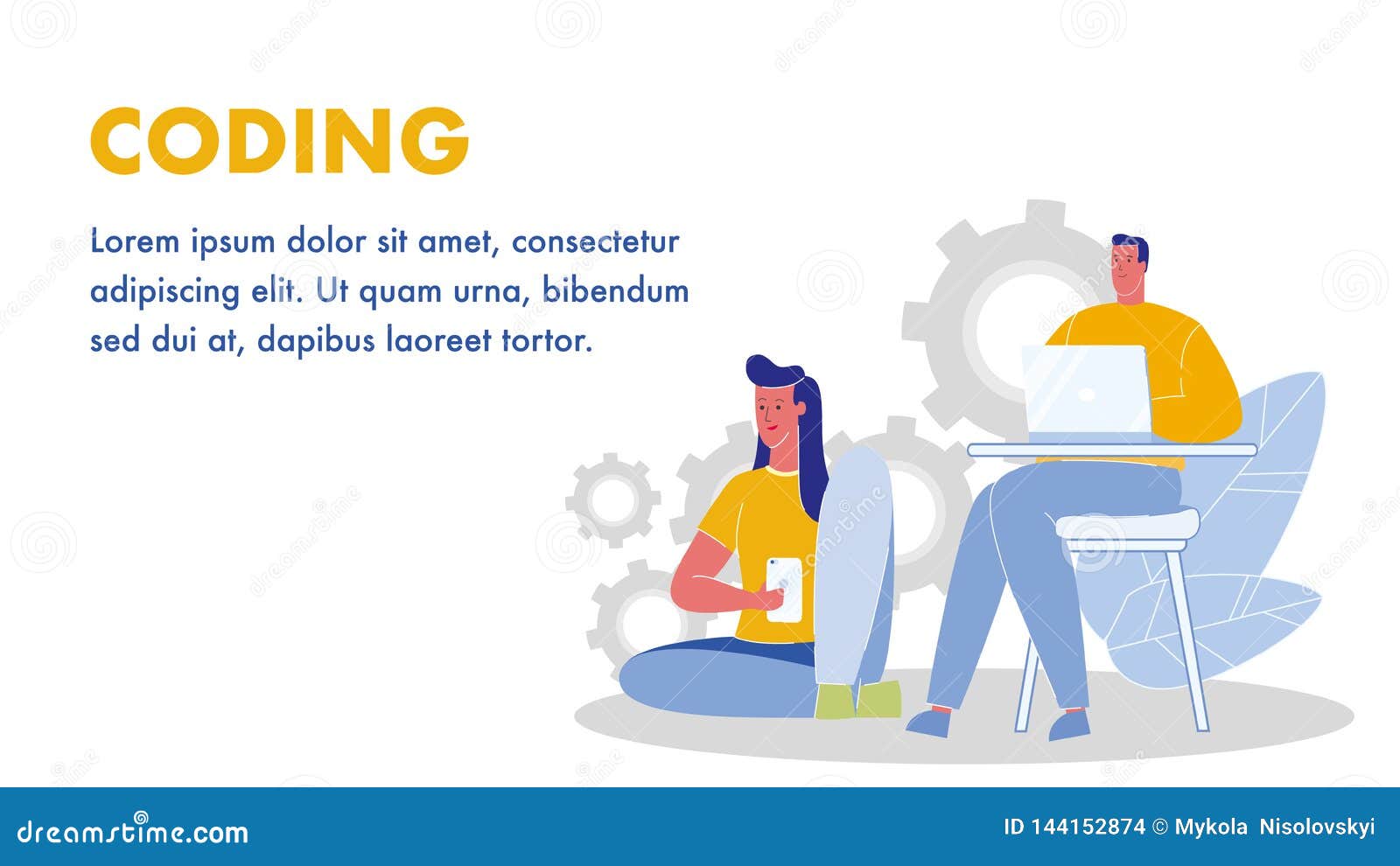 Coding Vector Web Banner Layout with Copyspace Stock Vector ...