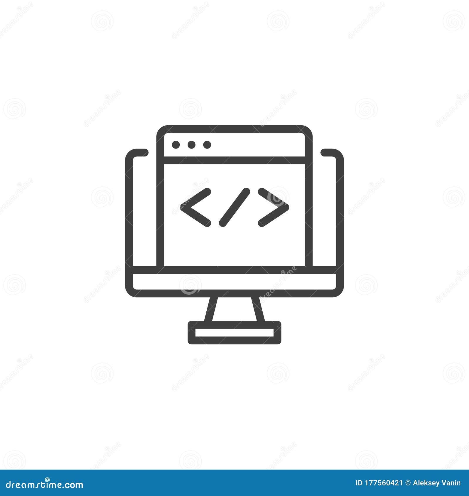 Coding Web Development Line Icon Stock Vector Illustration Of Line Thin 177560421