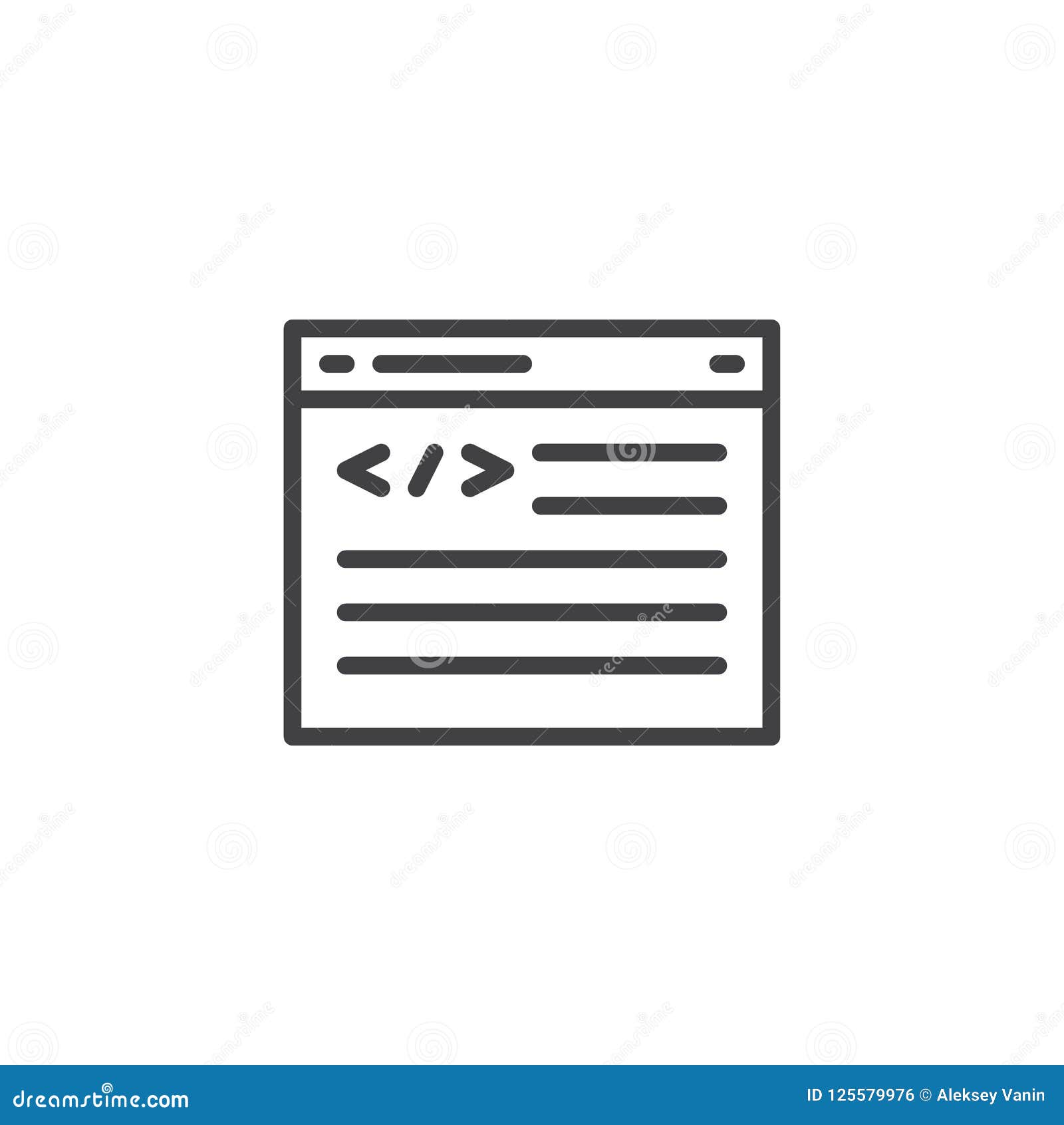 Coding window outline icon stock vector. Illustration of computer ...