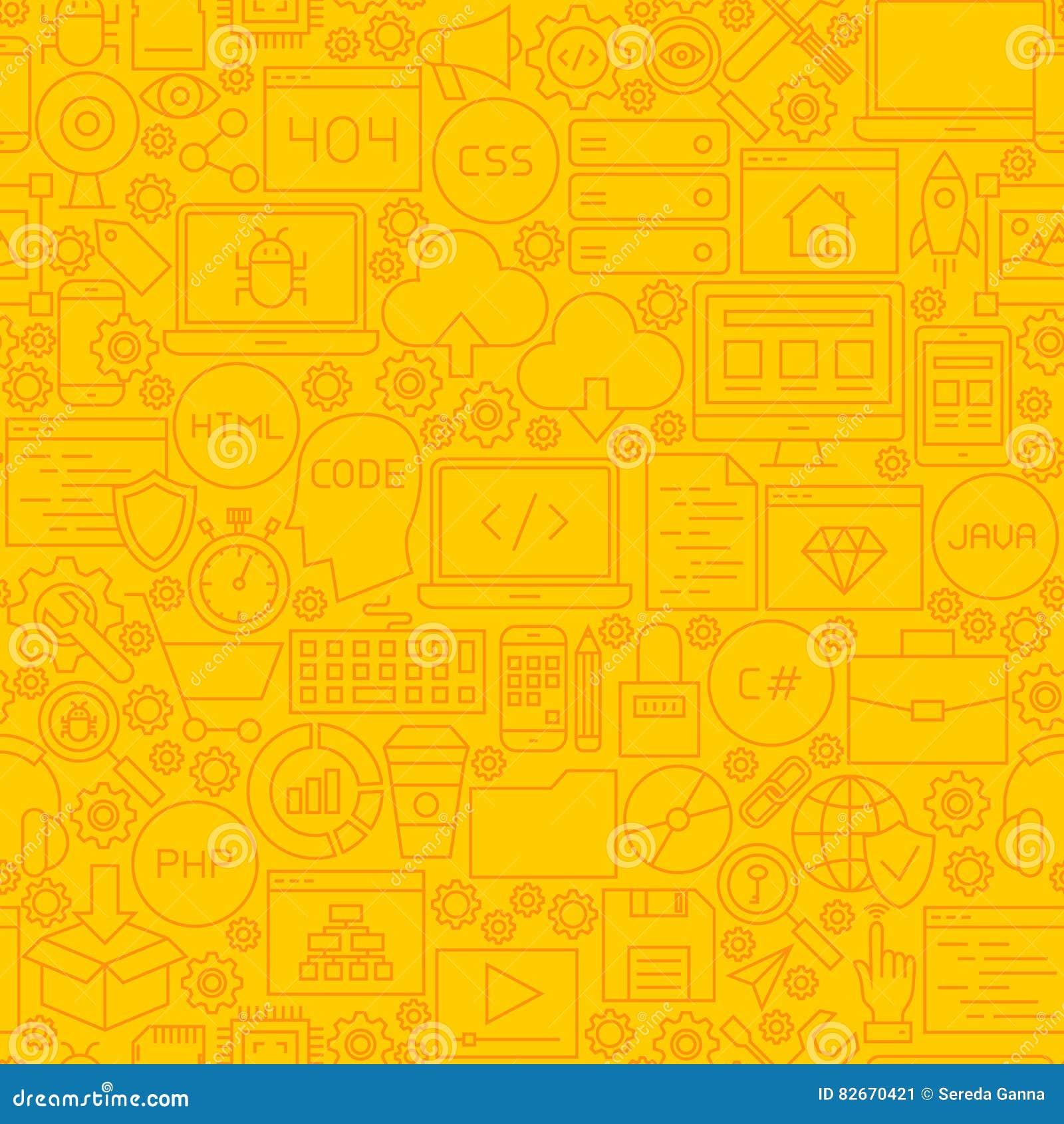 Coding Yellow Line Tile Pattern Stock Vector Illustration Of