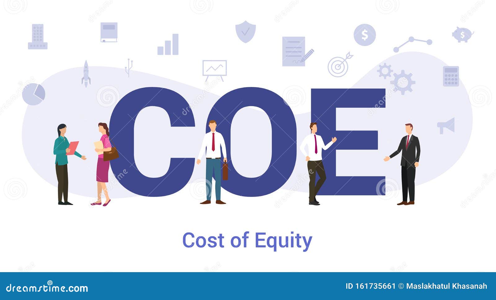 Coe Cost Of Equity Concept With Big Word Or Text And Team People With
