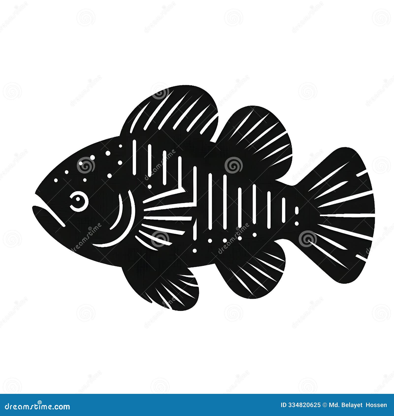 Coelacanth Fish Silhouette Vector on White Background Stock ...