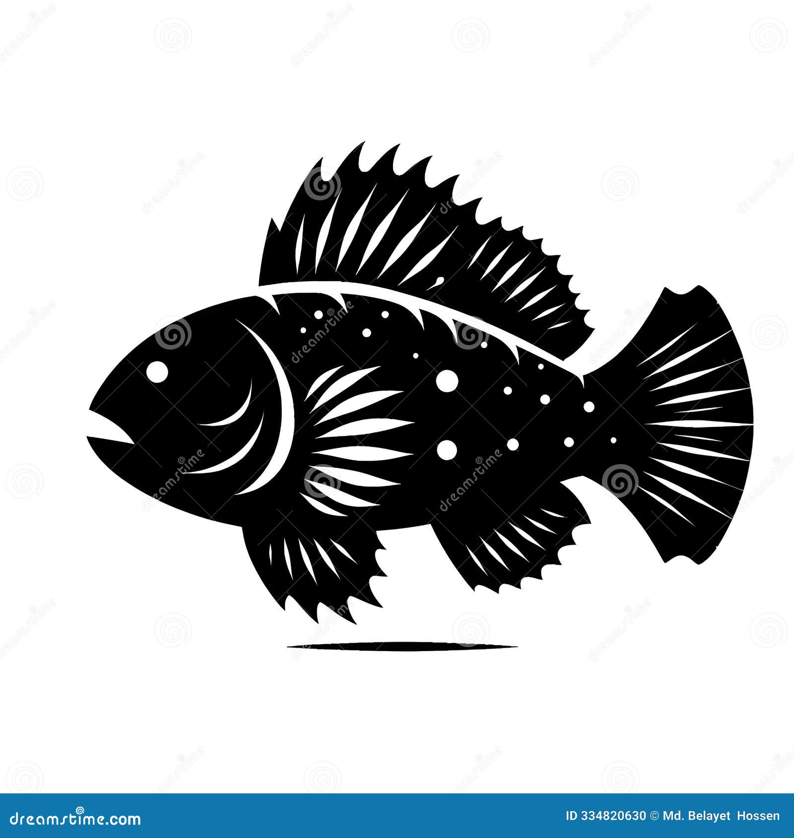 Coelacanth Fish Silhouette Vector on White Background Stock ...