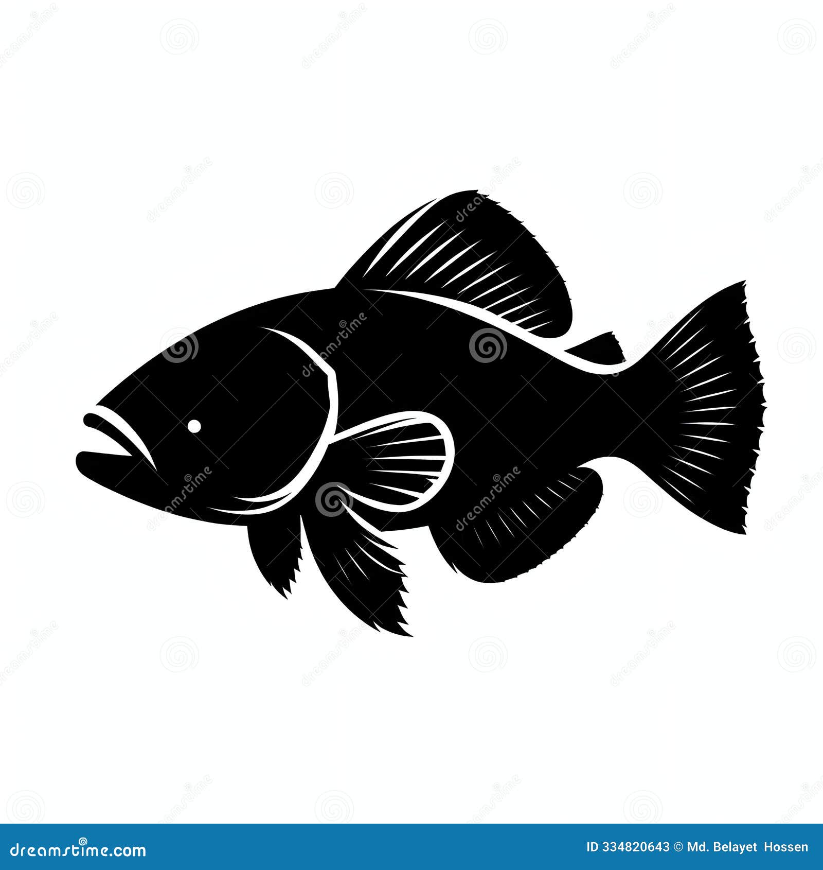 Coelacanth Fish Silhouette Vector on White Background Stock ...