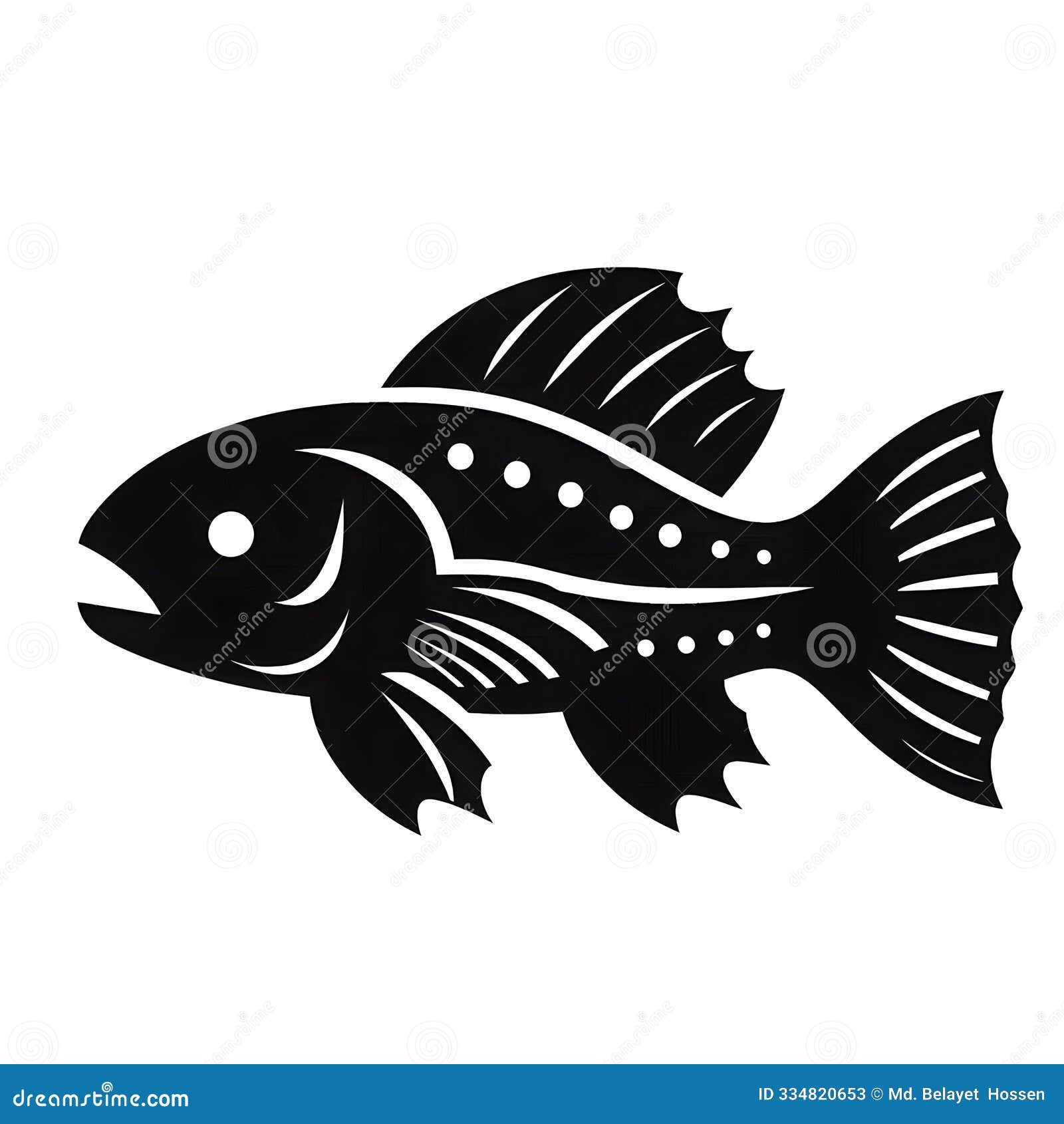 Coelacanth Fish Silhouette Vector on White Background Stock ...