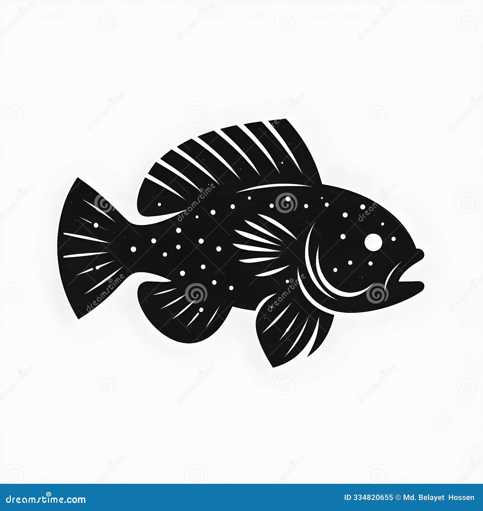 Coelacanth Fish Silhouette Vector on White Background Stock ...