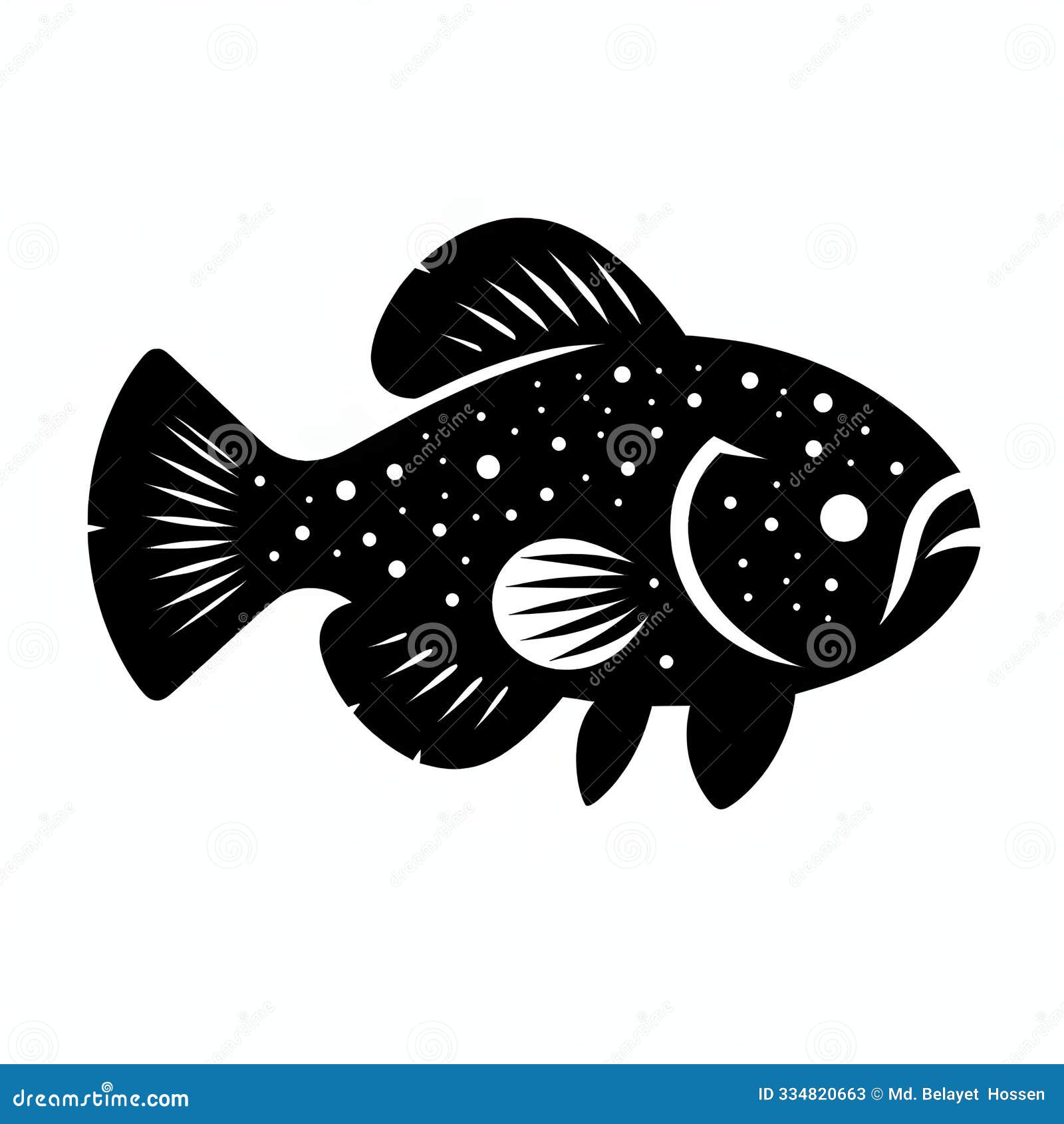 Coelacanth Fish Silhouette Vector on White Background Stock ...
